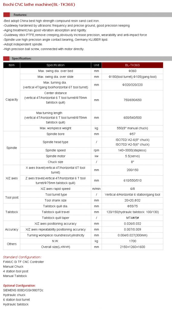 Bochi CNC Lathe Machine (BL-TK36S) – NJ DESIGN AND SERVICE ENGINEERING CO., LTD